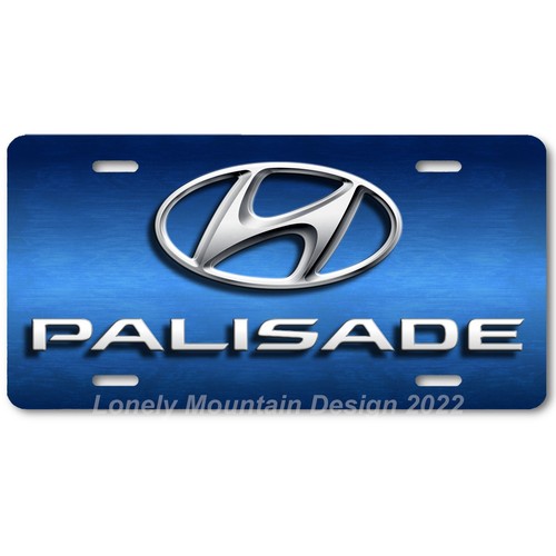Hyundai Palisade Inspired Art on Blue FLAT Aluminum Novelty License Tag ...
