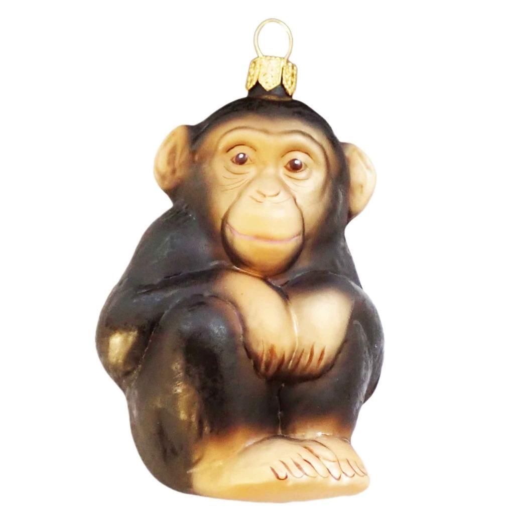 CHIMPANZEE EUROPEAN BLOWN GLASS CHRISTMAS TREE ORNAMENT X-MAS MONKEY | eBay