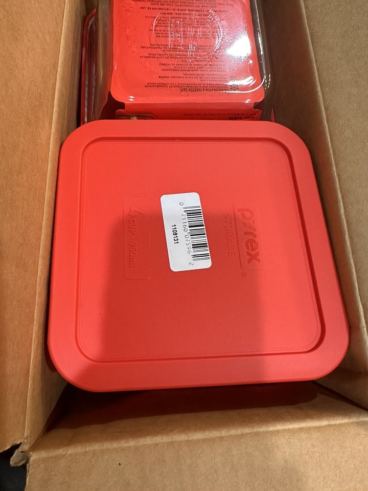 4 PCS Pyrex Storage Plus 4 Cup Square Red with Lid | eBay