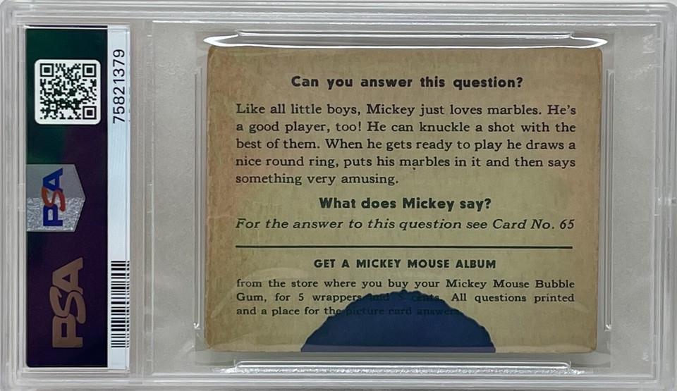 1935 Mickey Mouse Gum Card Type II I'm So Hungry I... #64 Walt Disney ...