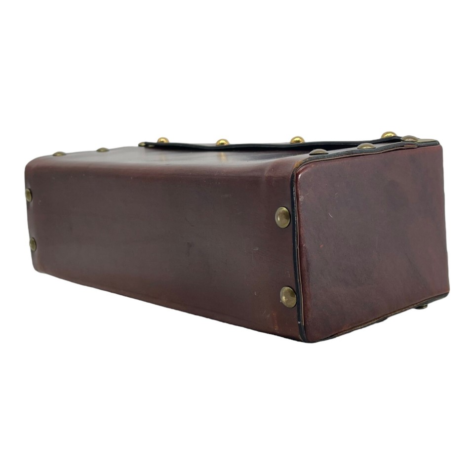 Vintage 40s 50s ETIENNE AIGNER Handmade Leather Box Bag Satchel Top ...