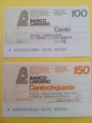 MINI ASSEGNI BANCO LARIANO 1977 | eBay