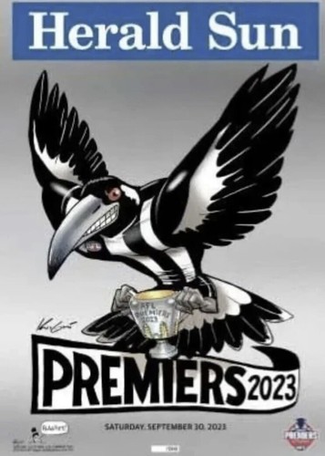2023 COLLINGWOOD MAGPIES MARK KNIGHT HERALD SUN AFL PREMIERSHIP POSTER ...