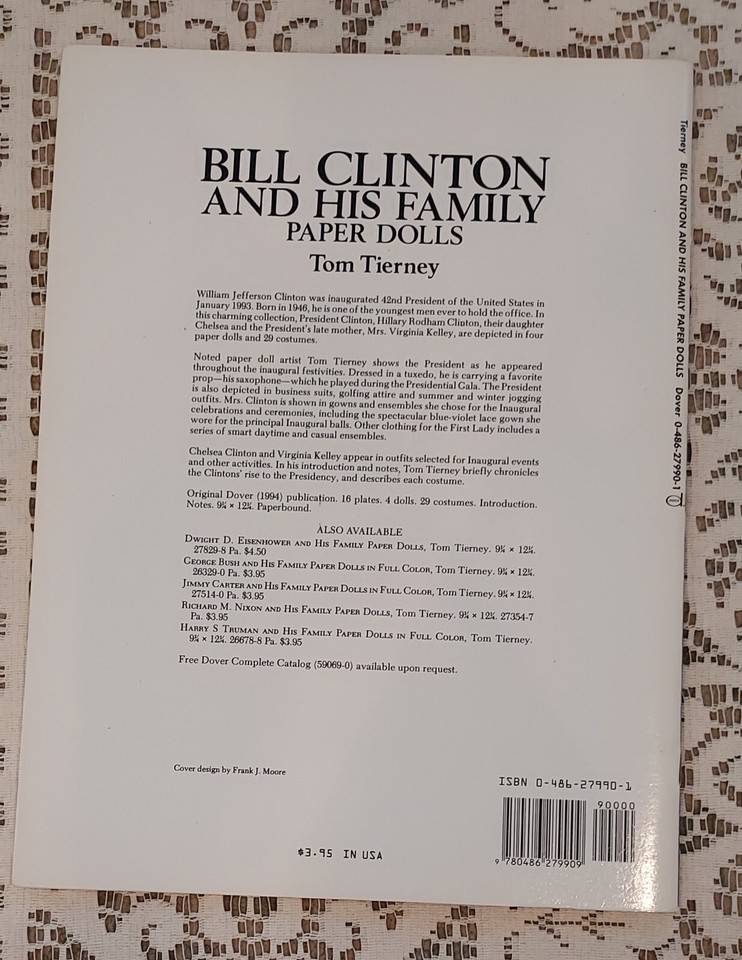 Vintage Bill Clinton and His Family Paper Dolls 1994 Hillary President ...