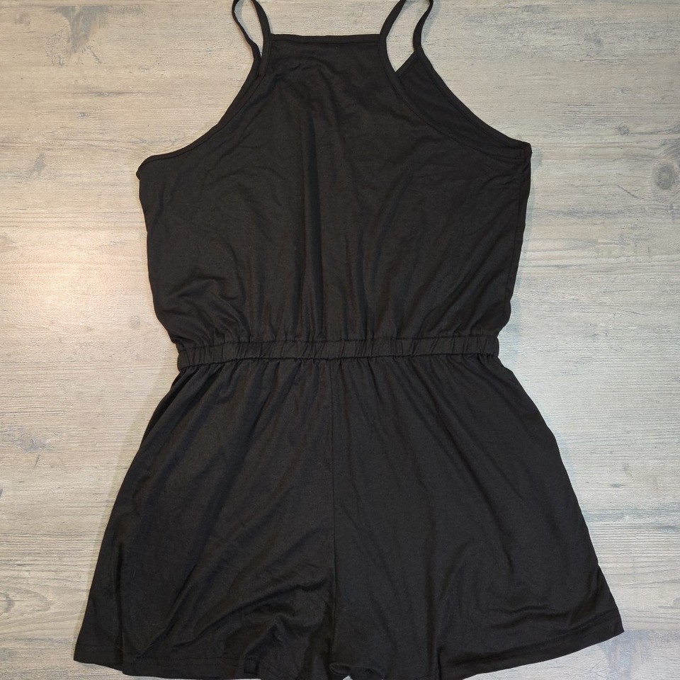 Women's Romper Lot of 3 Size XL Black Red Sleeveless Pockets Elastic ...