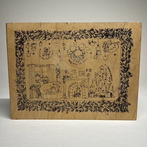 Jane Bergquist The Paper Garden Christmas Decor Frame Wood Rubber Stamp ...