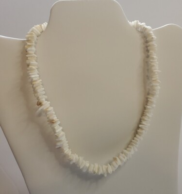 Choker Necklace 70s Style Faux Shell Piece White Beads Fashion Jewelry ...