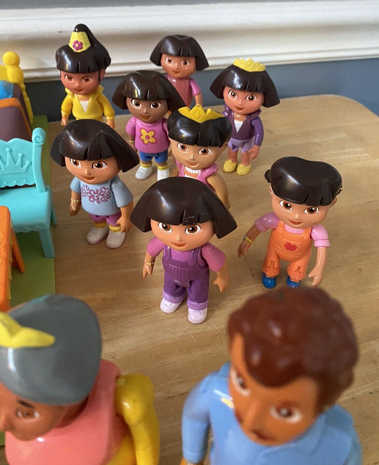 DORA the EXPLORER mixed LOT Dollhouse size Furniture Mom Dad Diego Baby ...