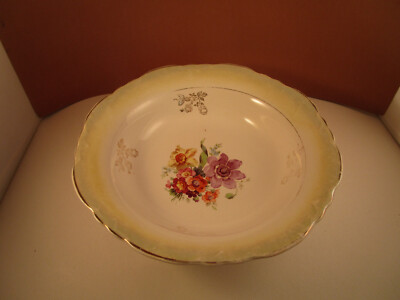Vintage Thompson Francis Yellow Lustre Flowers Round Decorative ...