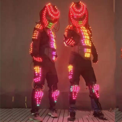 LED Predator Robot Custome Suit&Helmet DJ Party Show Halloween Glow ...
