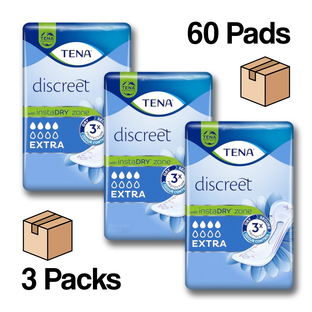 60 TENA LADY EXTRA DISCREET Incontinence Absorbent Pads for Women 3 x ...