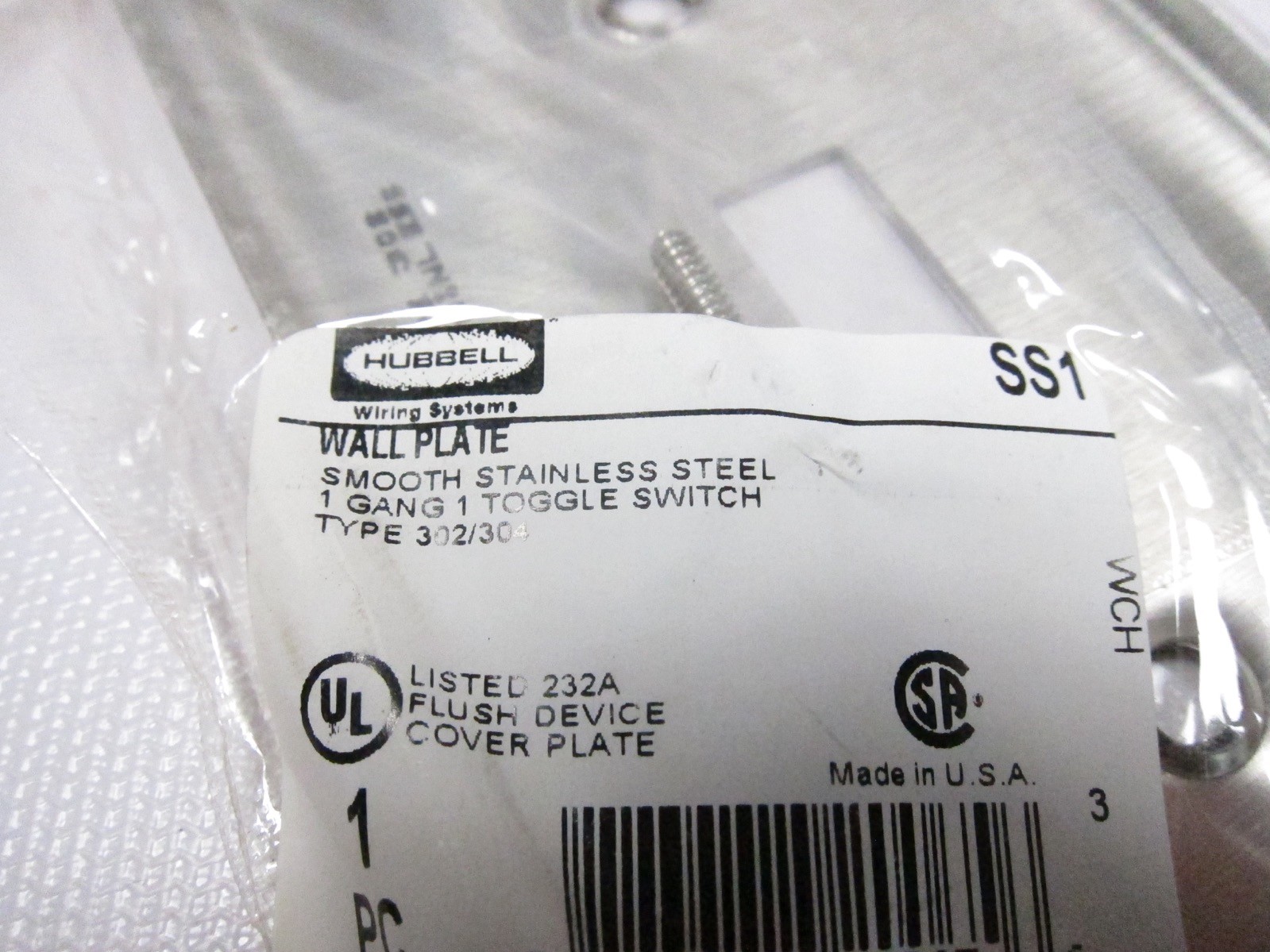 New Lot Of 2 Hubbell SS1 Stainless Steel Single Gang Toggle Switch Wall ...