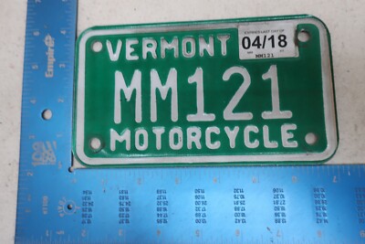 Vermont License Plate Tag VT 2018 18 Natural Sticker Motorcycle MM121 ...