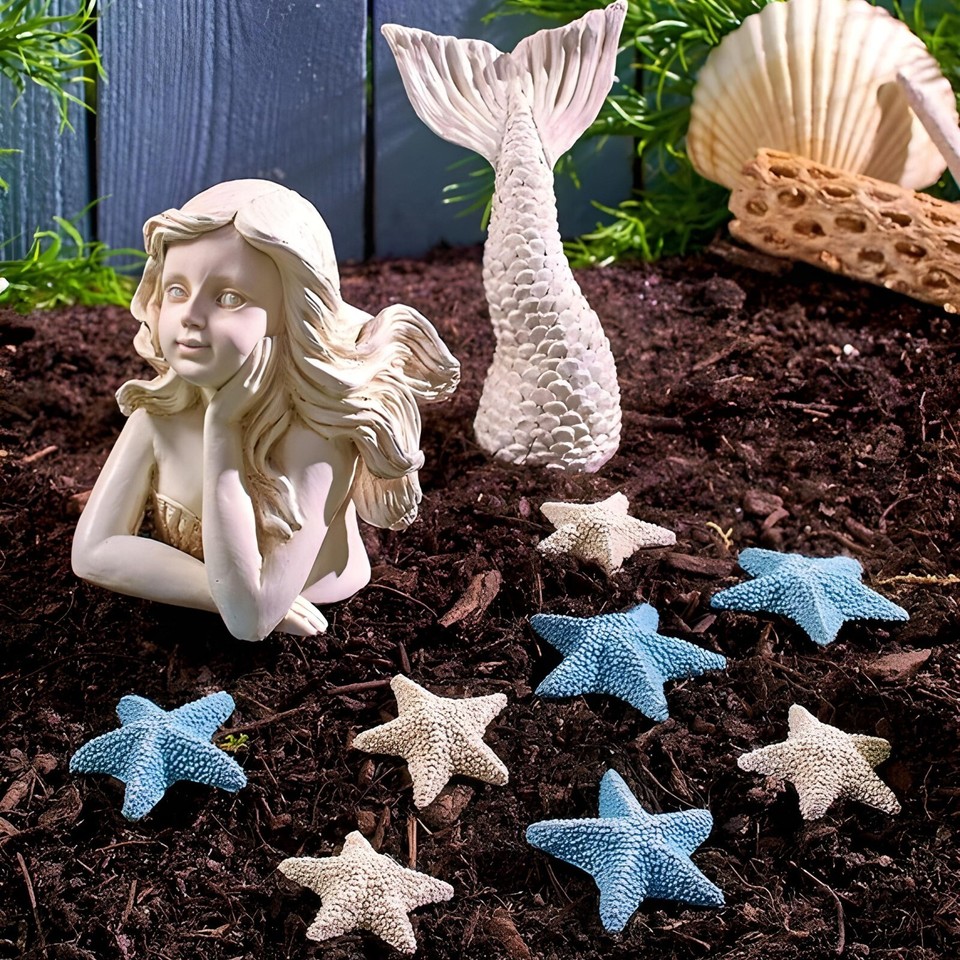 Mermaid Garden Statue Fairy Sculpture Outdoor Nautical Figurine Pool ...