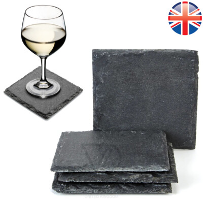 Van Der Linn Slate Coaster Set Rock Rustic Coasters Drinks DIY Craft ...