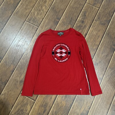LRL Ralph Lauren Active Long Sleeve Cotton Jersey Top Tee Red M | eBay