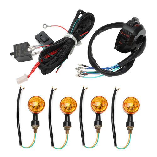 4X Universal Motorcycle Indicator Wiring Loom Harness Relay Kit Turn ...