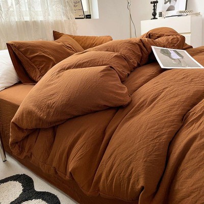 Caramel Solid Color Solid Color Solid Color 1.5m Bed Fitted Sheet Set ...