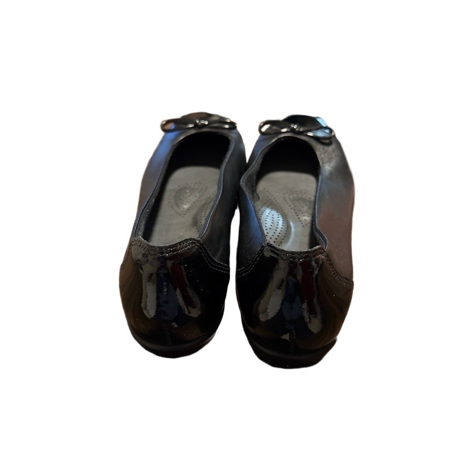 SAS Womens Black Bow Accent Patent Leather Ballet Flats Size 7.5N Made ...