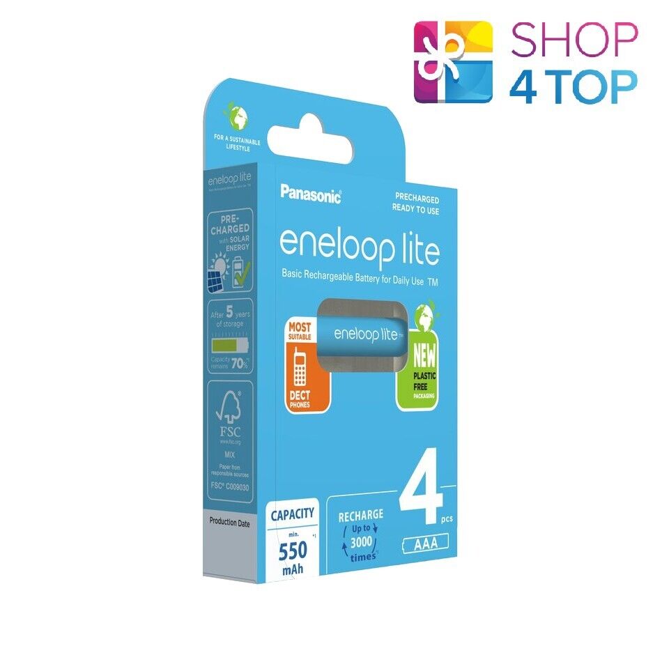 4 Panasonic Eneloop Lite Aaa Batteries Eco Rechargeable 4bl Hr03 1 2v