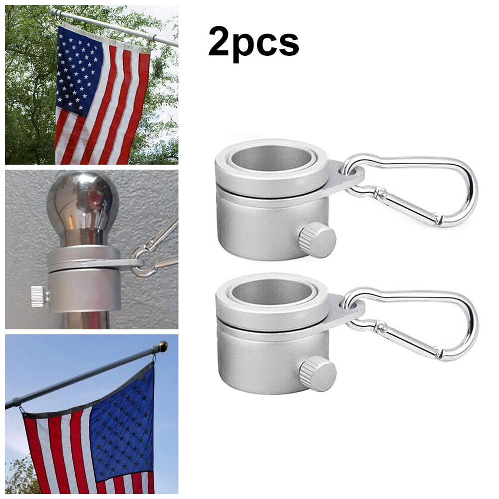 2x Aluminum Alloy Metal Flag Pole Rings Flag Pole Kit Swivels Flagpole ...