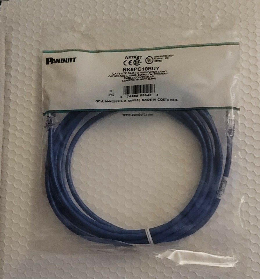 (10) NETKEY CAT6 24 AWG UTP PATCH CORD, 10 FT, BLUE, NK6PC10BUY *NEW ...