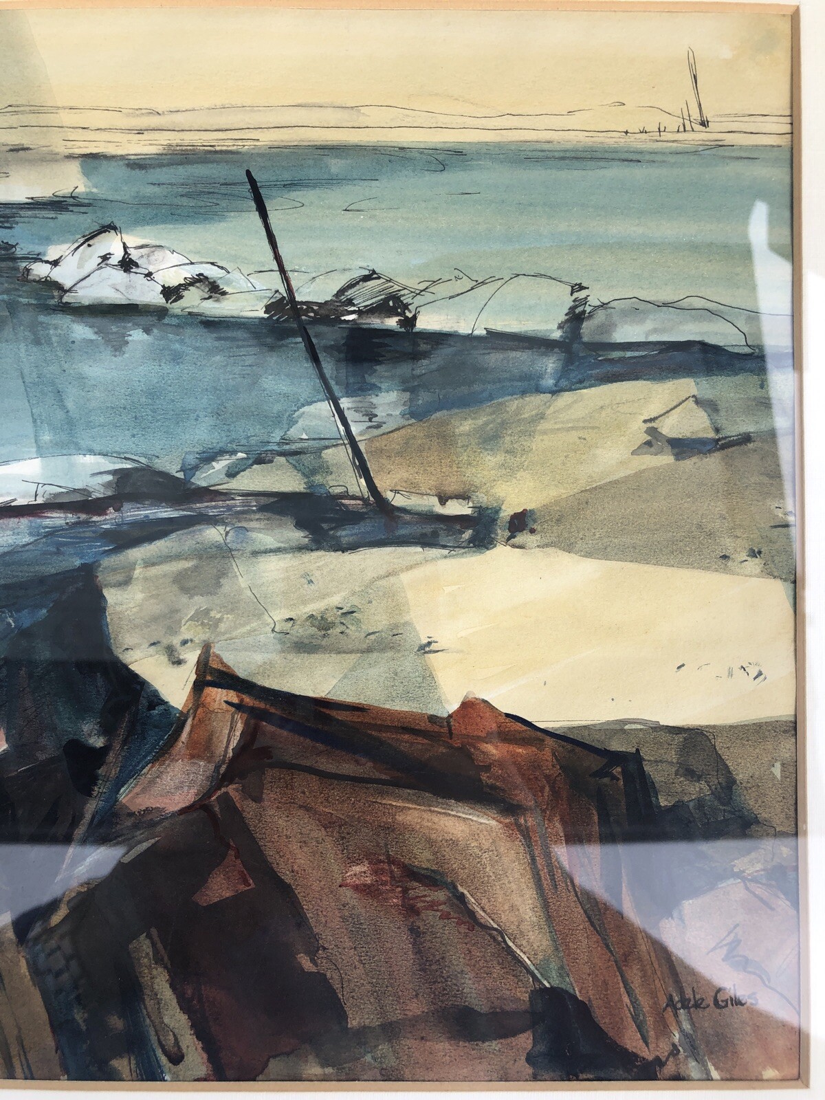 Signed Adele Giles Mid Century WC Of A Rocky Beach 16” X 18 1/2” | eBay