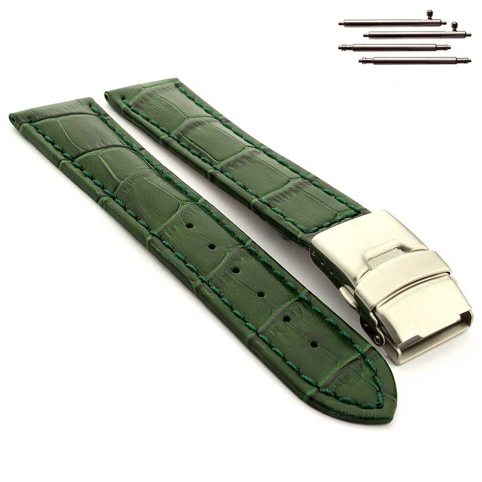 Men's Genuine Leather Watch Strap Band Deployment Clasp 18 20 22 24 26 ...