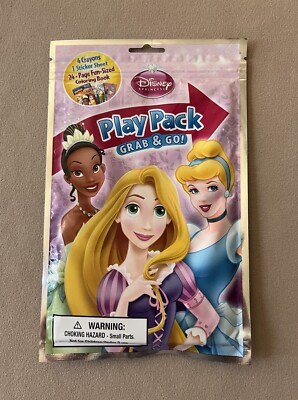Disney Princess Play Pack Grab & Go, 4 Crayons, Stickers And Coloring ...