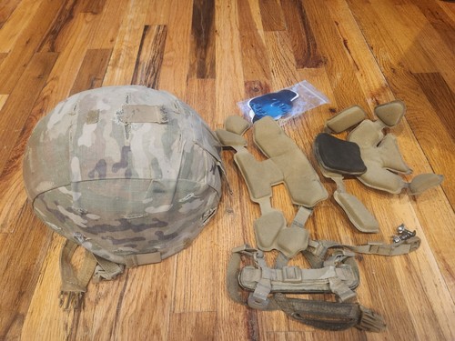Medium Gentex ACH Advanced Combat Ballistic Helmet w/ Cover, Pads And ...