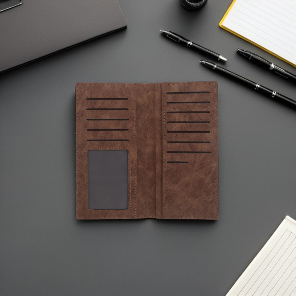 Long Wallet: Multi Card Slot Long Wallet with ID Window - Thin Faux ...