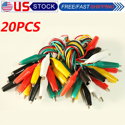 20 Pcs Electrical Jumper Cables Test Leads with Alligator Clips for ...