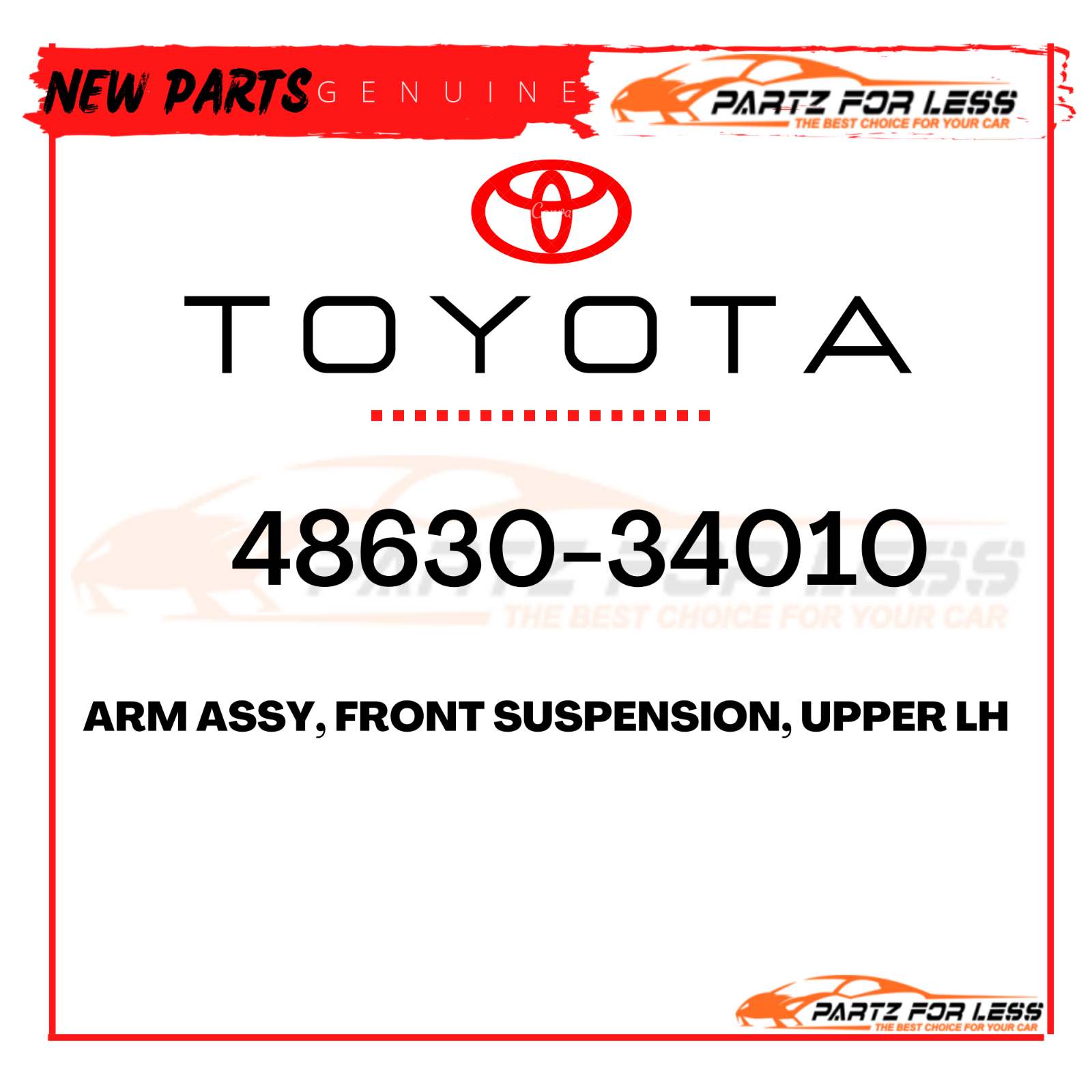 48630-34010 TOYOTA GENUINE ARM ASSY, FRONT SUSPENSION, UPPER LH ...