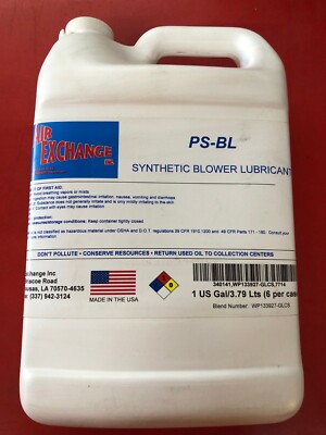 (1) GALLON AIR EXCHANGE INC. SYNTHETIC BLOWER LUBRICANT PS-BL USA MADE ...