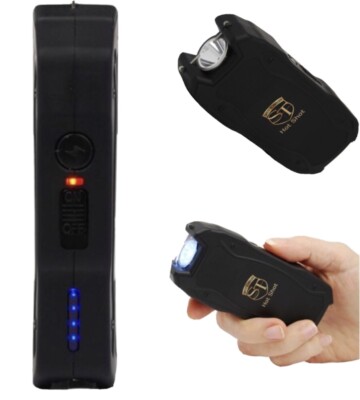 POLICE Defense Stun Gun Rechargeable BATTERY METER LED Flashlight ...