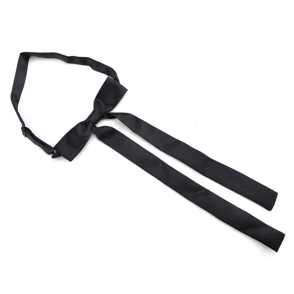 Mens String Bowtie Black Satin Banded Bow Tie for Western Formal ...
