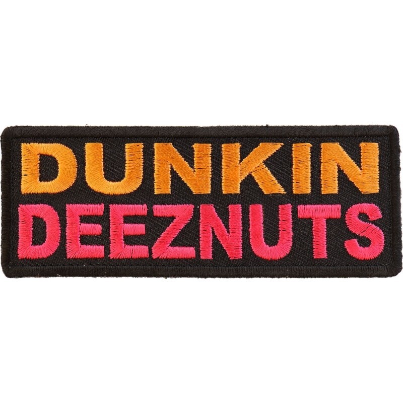 Dunkin Deeznuts Embroidered Sew On Iron On Biker Vest Patch 4" x 1. 1/2 ...