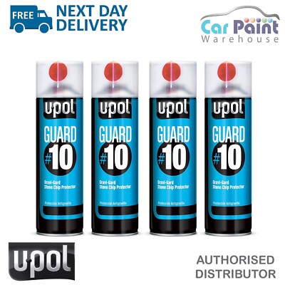 4 x U-POL GUARD #10 Gravi Guard Stone Chip 450ml Aerosol Black Stone ...