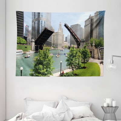 United States Tapestry Downtown Chicago Print Wall Hanging Decor ...