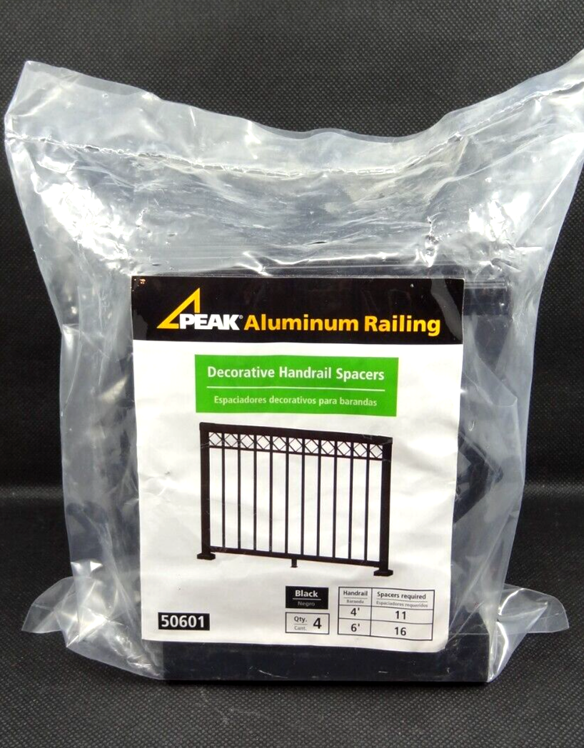 PEAK 50601 Black Aluminum Decorative Handrail Spacers Rail Kit ~ Set of ...