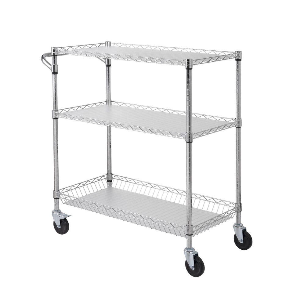 VEVOR 3-Tier Utility Cart Rolling Cart on Wheels 35"x18"x35.5" 661 LBS ...