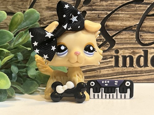 Littlest Pet Shop 1194 LPS Authentic Golden Yellow Tan Collie Dog Blue ...