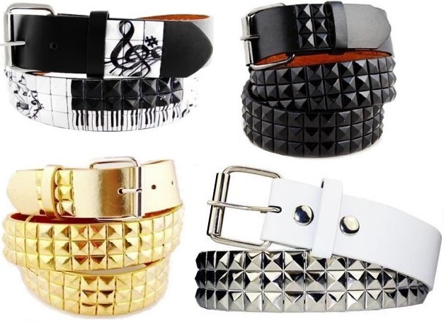 Music Notes Piano Whites Studded Leather Belt Jeans Dress Casual Party ...