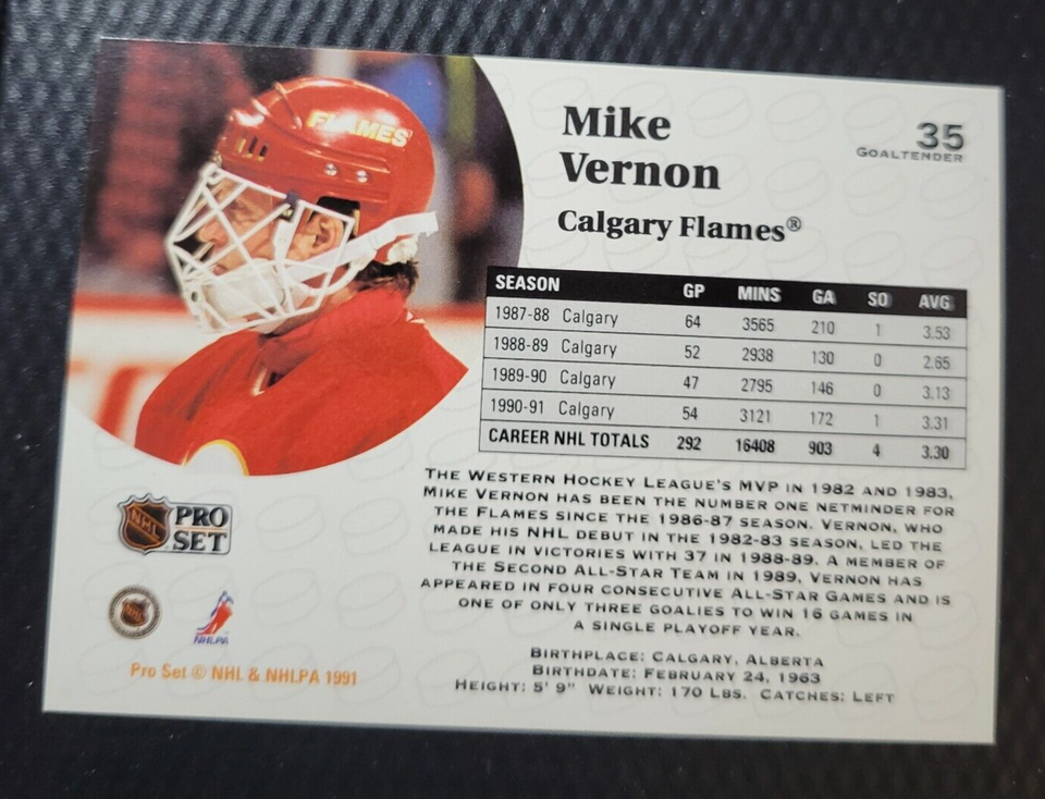 1991-92 Pro Set MIKE VERNON Calgary Flames HOF Hockey NHL Card #35 | eBay