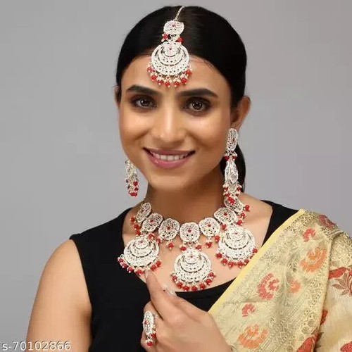 Very Fancy Artifical Hand Creative Fancy Moon shaped with Red kundan ...