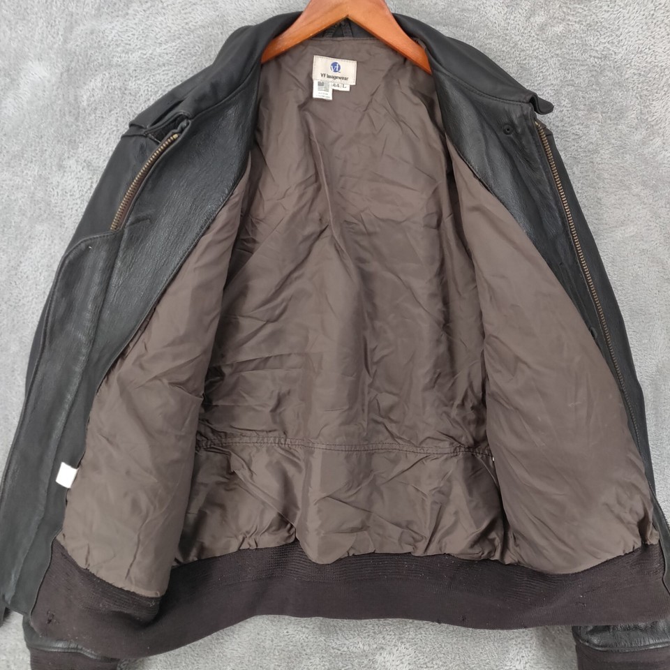 Vintage VF Imagewear Leather Bomber Border Patrol Jacket Men 44L ...
