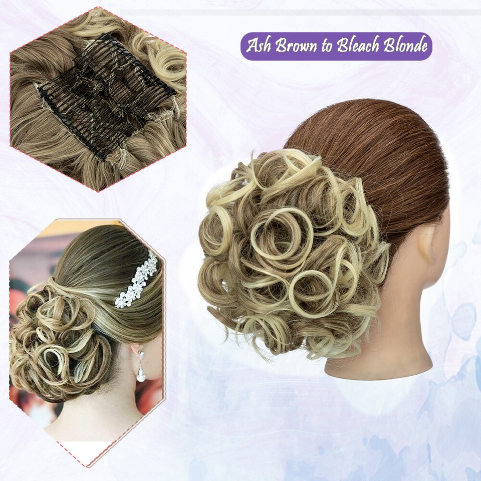 Thick As Human Messy Bun Clip Hair Extensions Curly Scrunchie Updo ...