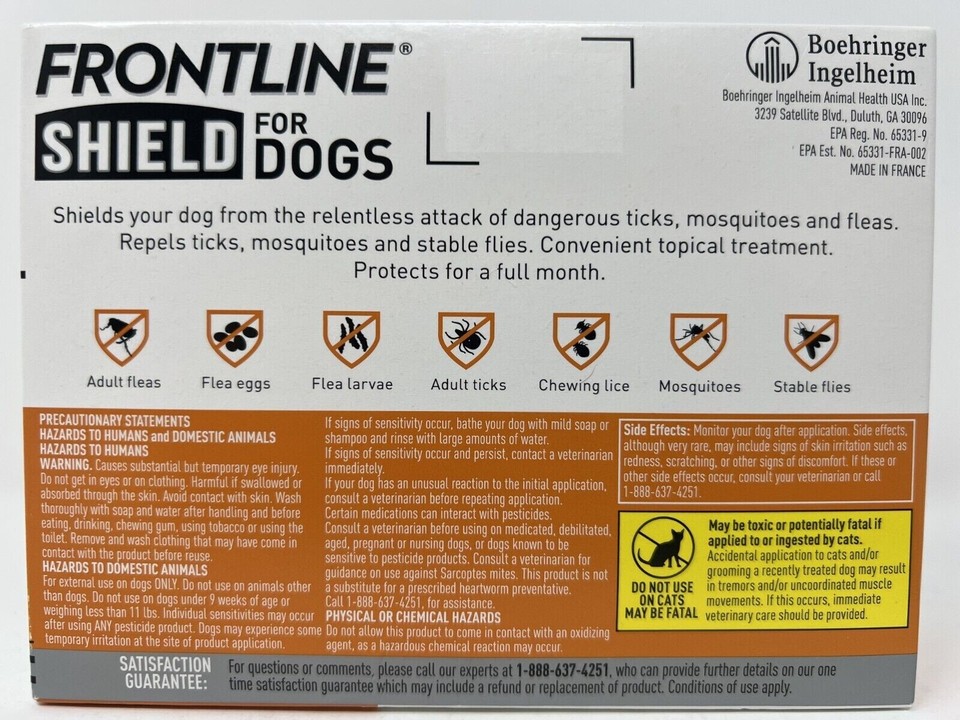 Frontline Shield for SMALL DOGS 11 to 20 lbs - 6 PK Brand New ...