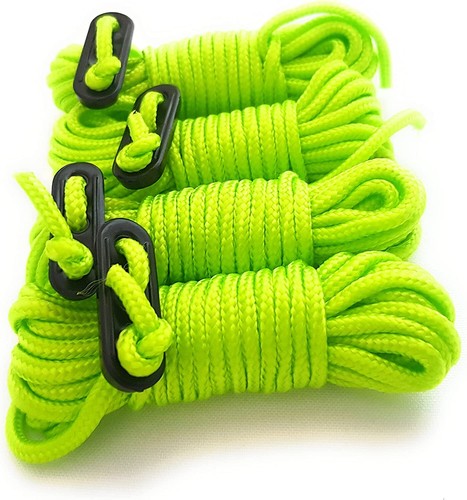 🔥4 Pack Guy Rope 2.4m Hi Vis Fluorescent Ropes Lines With Runners Tent ...