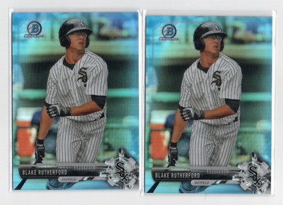 BLAKE RUTHERFORD 2017 BOWMAN CHROME SKY BLUE REFRACTOR #/399 2X LOT RC ...